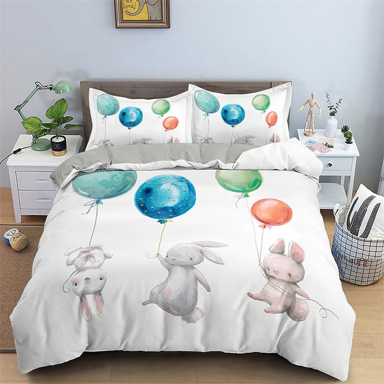 Cartoon Rabbit Duvet Cover Cute Animal Quilt Cover Microfiber Bunny ...