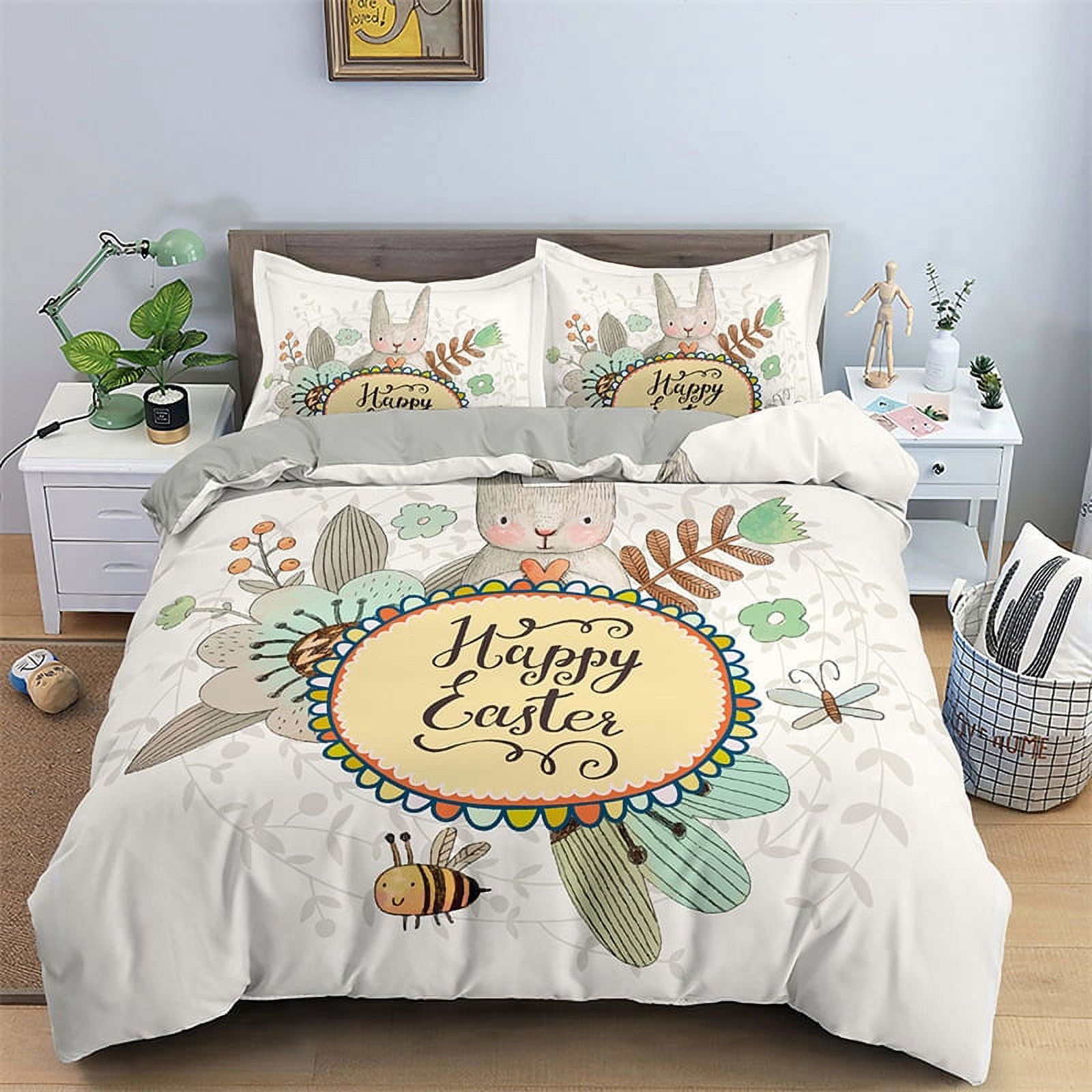 Cartoon Rabbit Duvet Cover Cute Animal Quilt Cover Microfiber Bunny ...