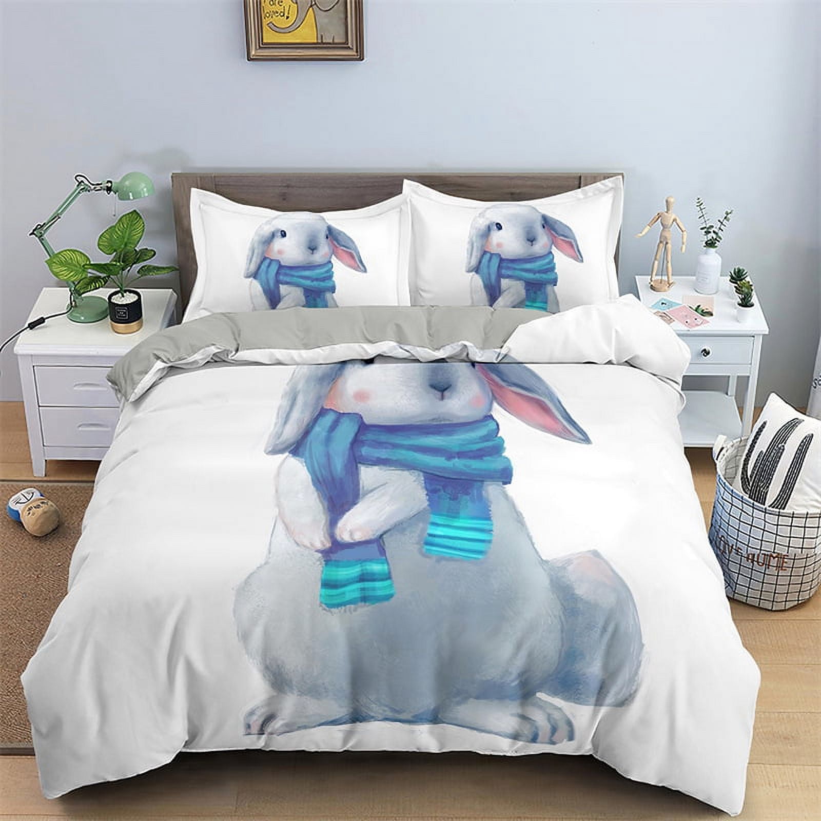 Cartoon Rabbit Duvet Cover Cute Animal Quilt Cover Microfiber Bunny ...