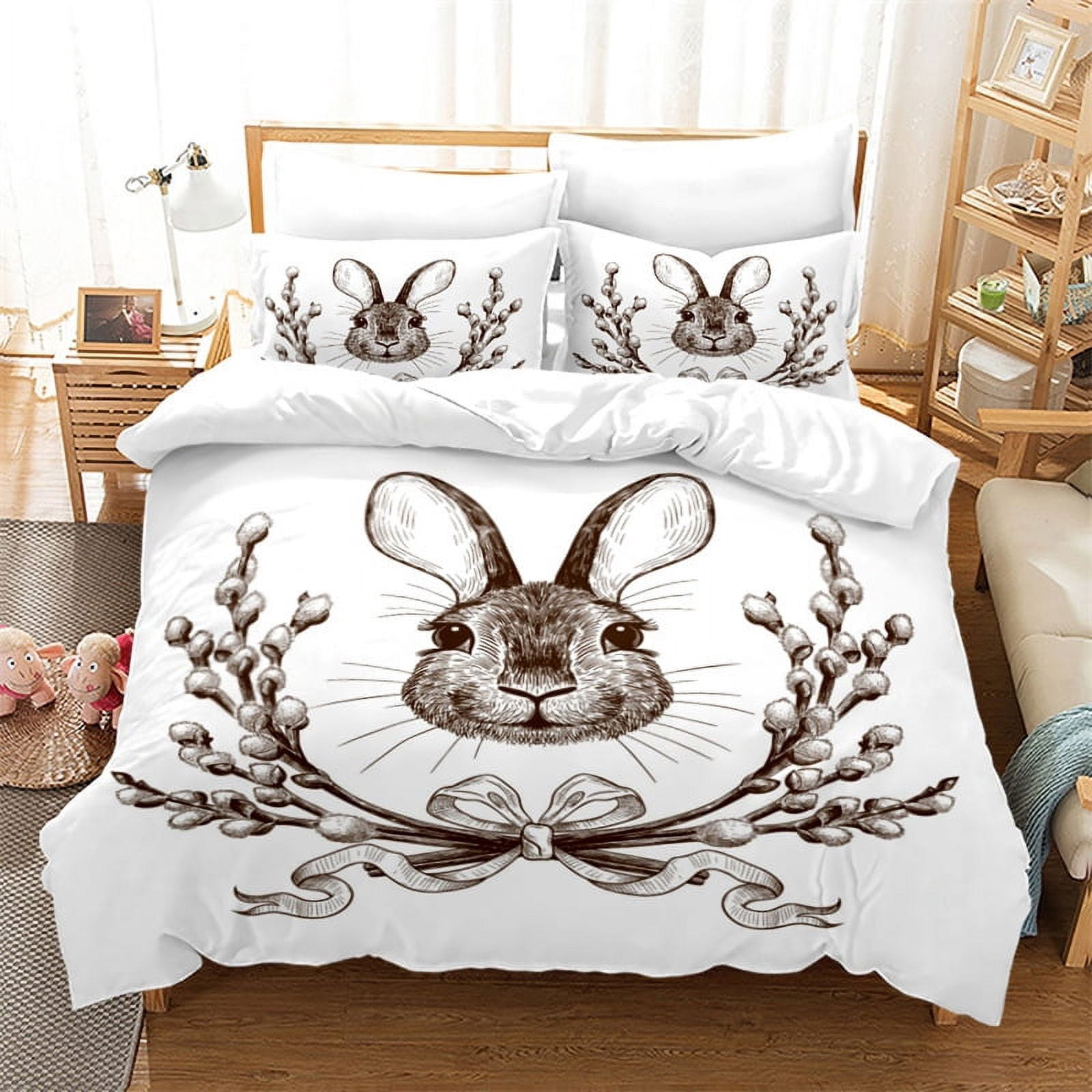 Cartoon Rabbit Duvet Cover Set Funny Animals 3D Print Bedding Set ...