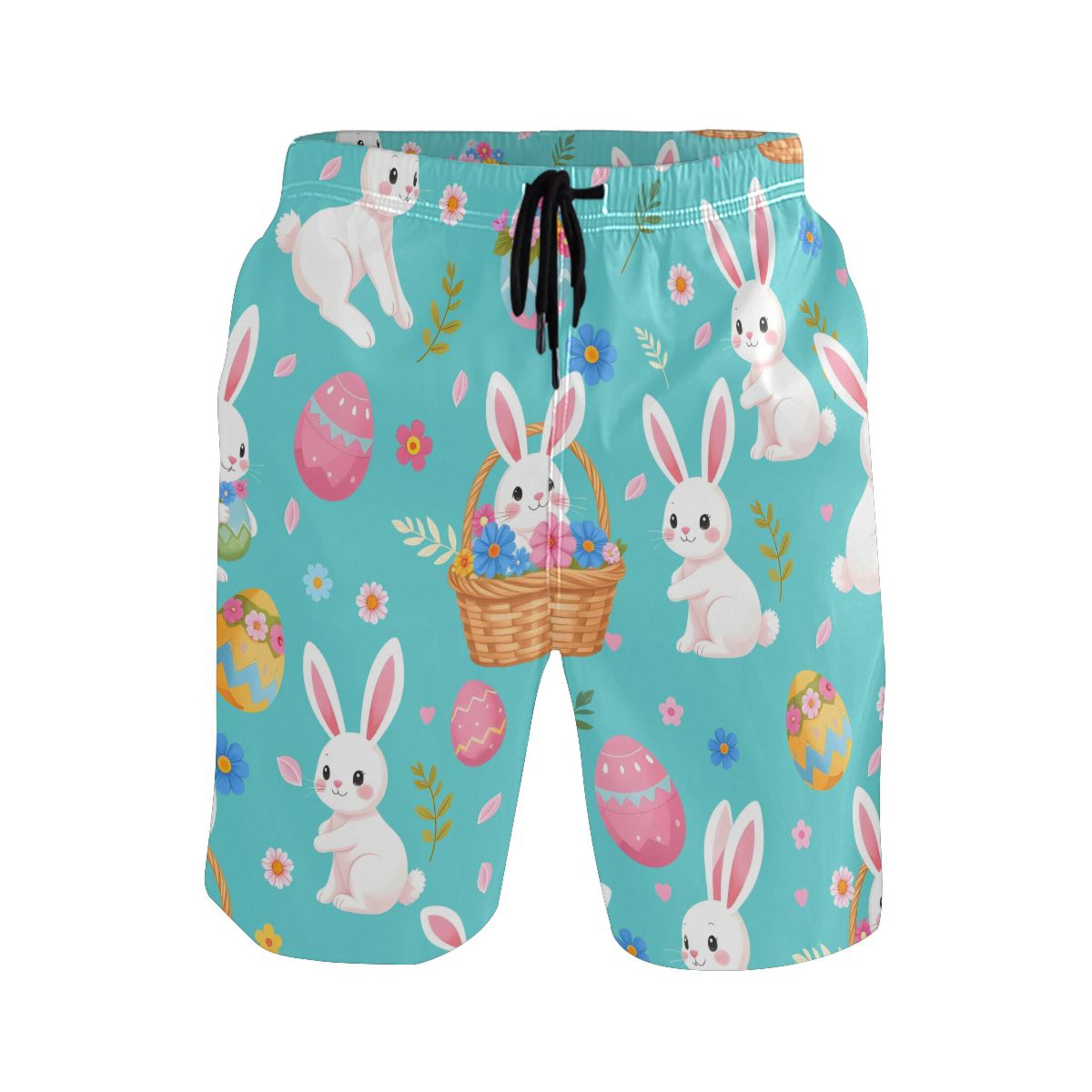 Cartoon Rabbit Easter Egg Pattern Mens Swim Trunks Quick Dry Board ...