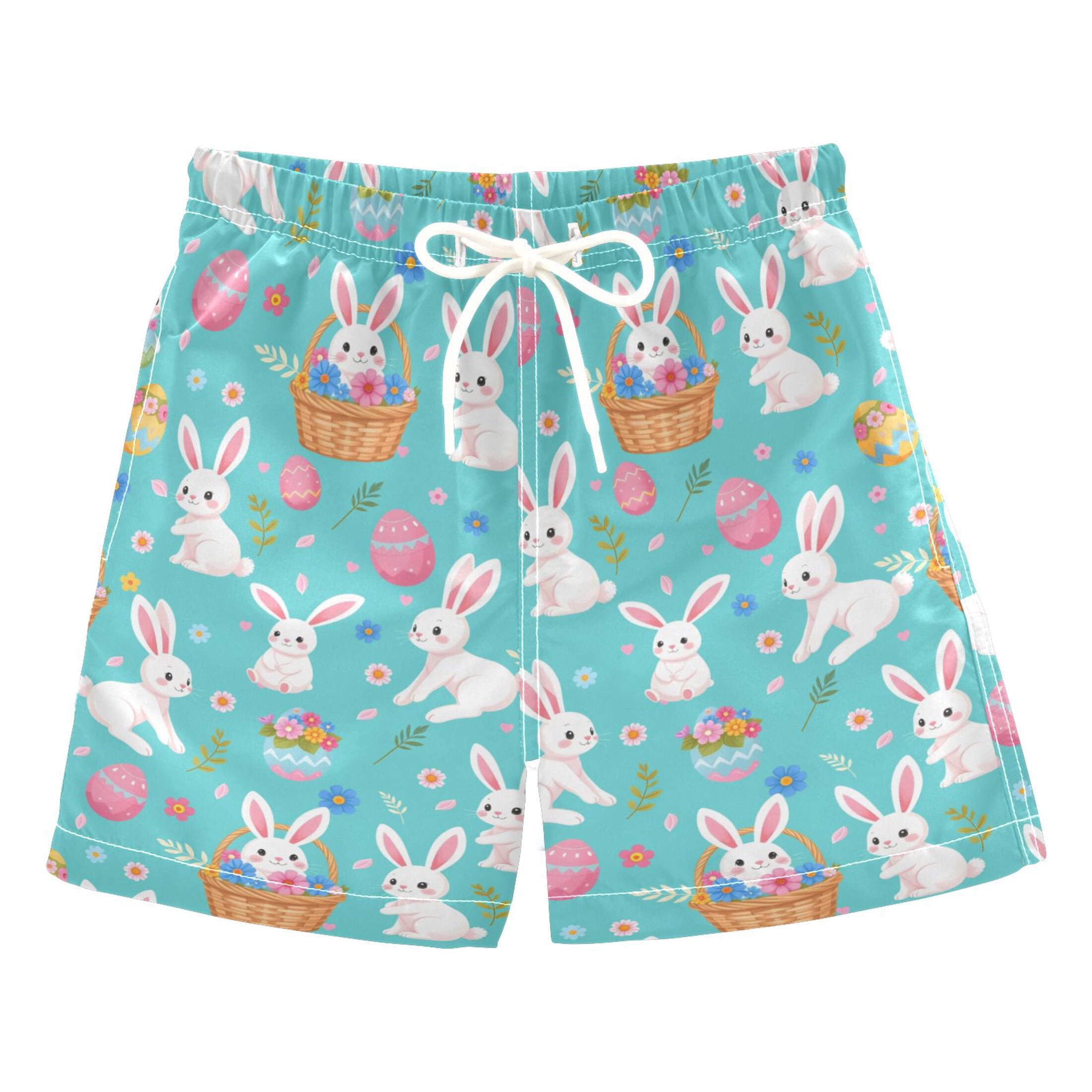 Cartoon Rabbit Easter Egg Pattern Swim Trunks Quick Dry Beach Pool ...