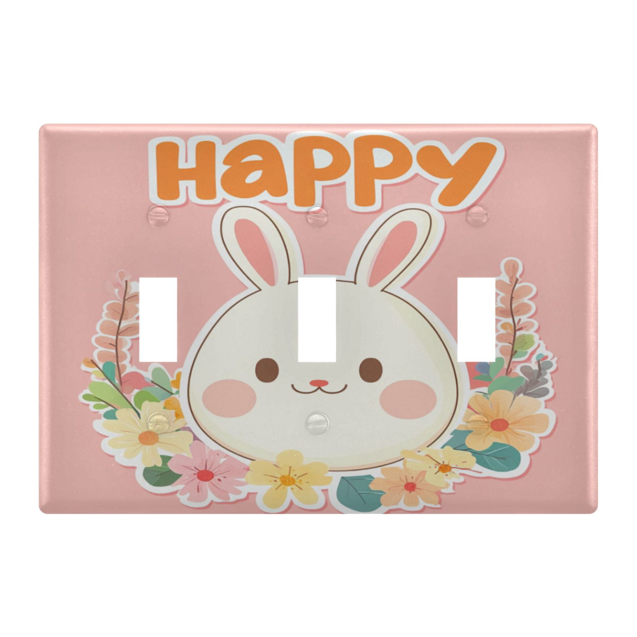 Cartoon Rabbit Face Florals Easter Light Switch Cover Electrical Outlet ...