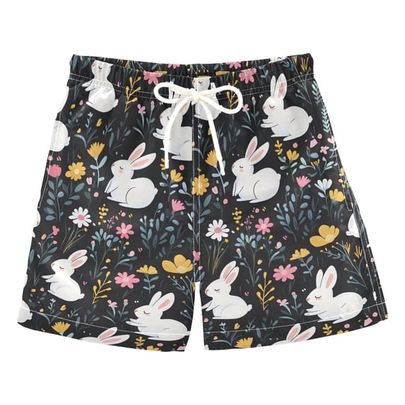 Cartoon Rabbit Floral Pattern Swim Trunks Quick Dry Beach Pool Board ...