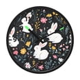 Cartoon Rabbit Floral Pattern Wall Clock 12 Inch Voice Activated Night ...