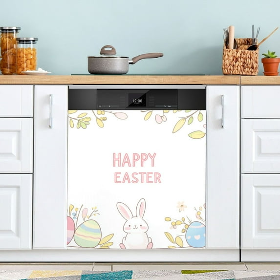 Cartoon Rabbit Happy Easter Eggs Dishwasher Magnet Refrigerator ...