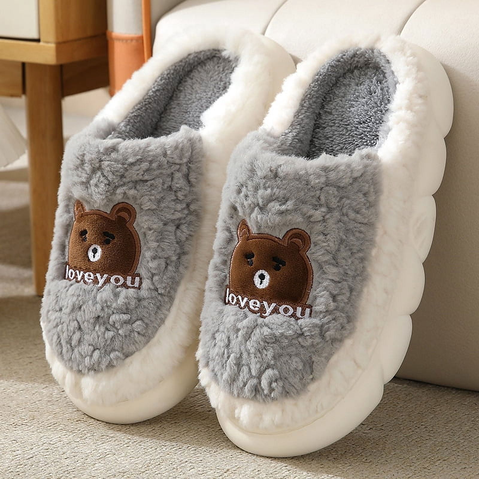 Cartoon Rabbit Home Slippers Ladies Winter 2024 New Soft Bottom Non ...
