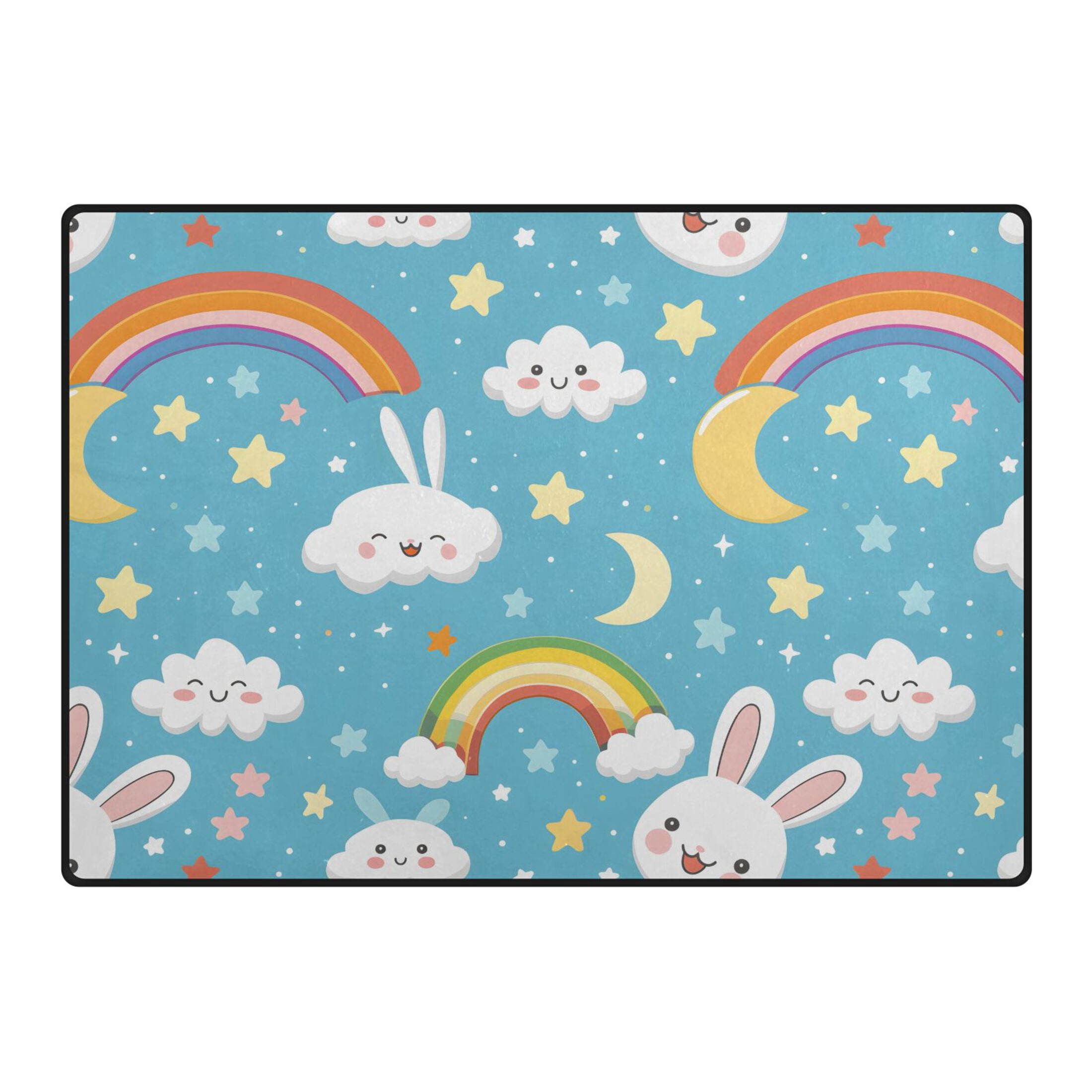 Cartoon Rabbit Pattern Area Rug 80x58 Inch Non Slip Absorbent Soft for ...