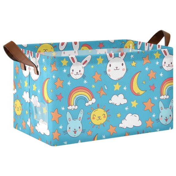 Cartoon Rabbit Pattern Collapsible Storage Bin Open Home Shelf Basket ...