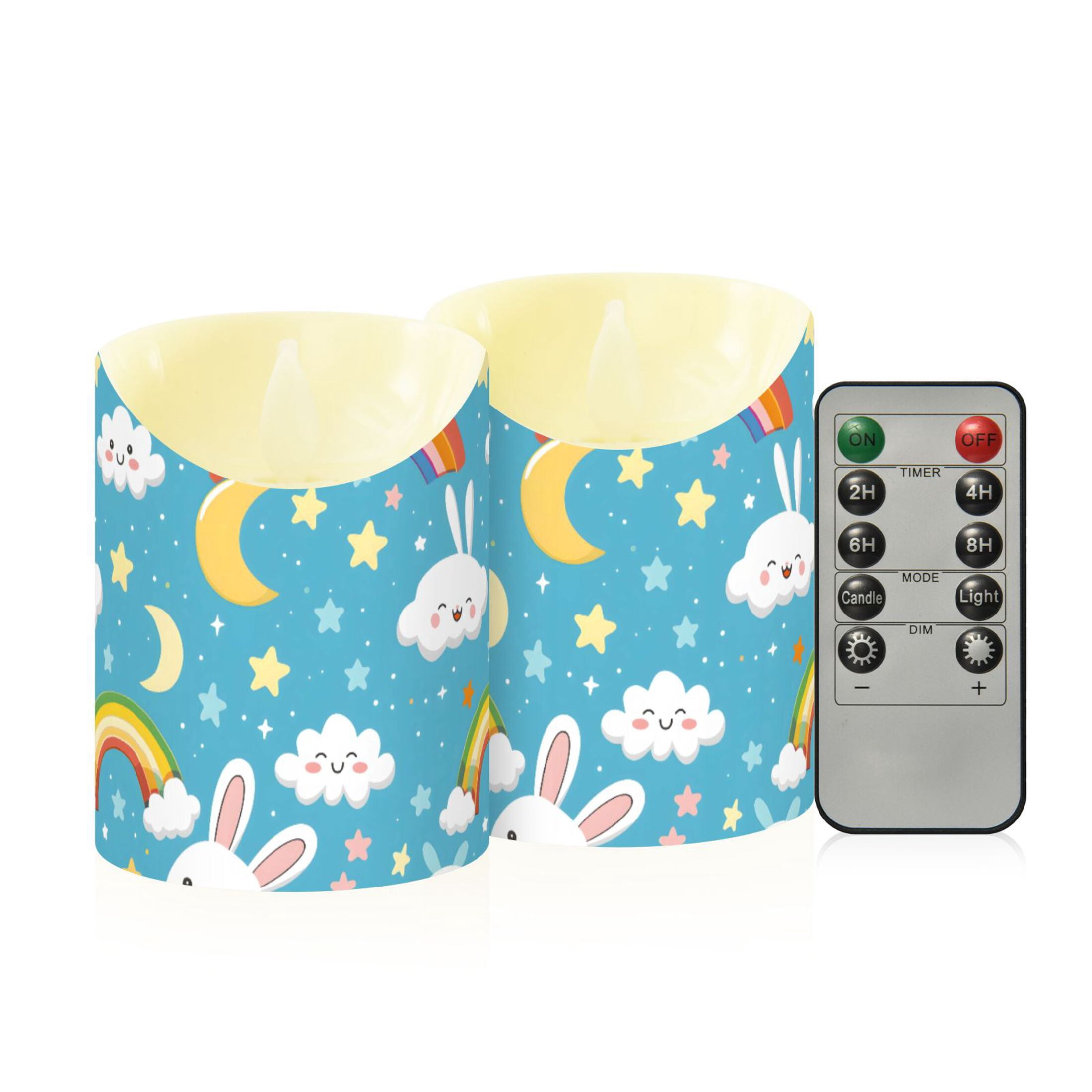 Cartoon Rabbit Pattern Flameless Candles 2 PCS with Remote Realistic ...