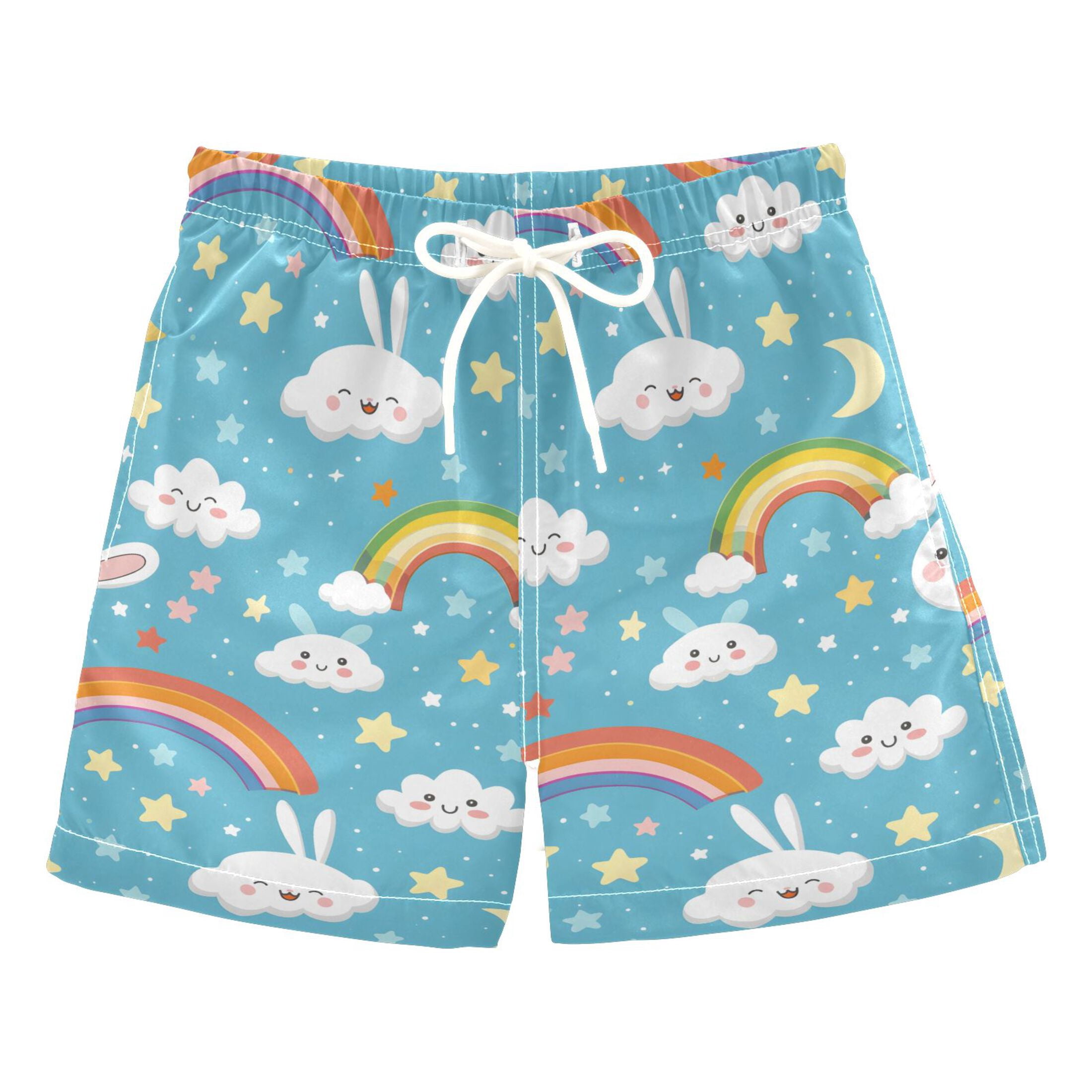 Cartoon Rabbit Pattern Swim Trunks Quick Dry Beach Pool Board Shorts ...