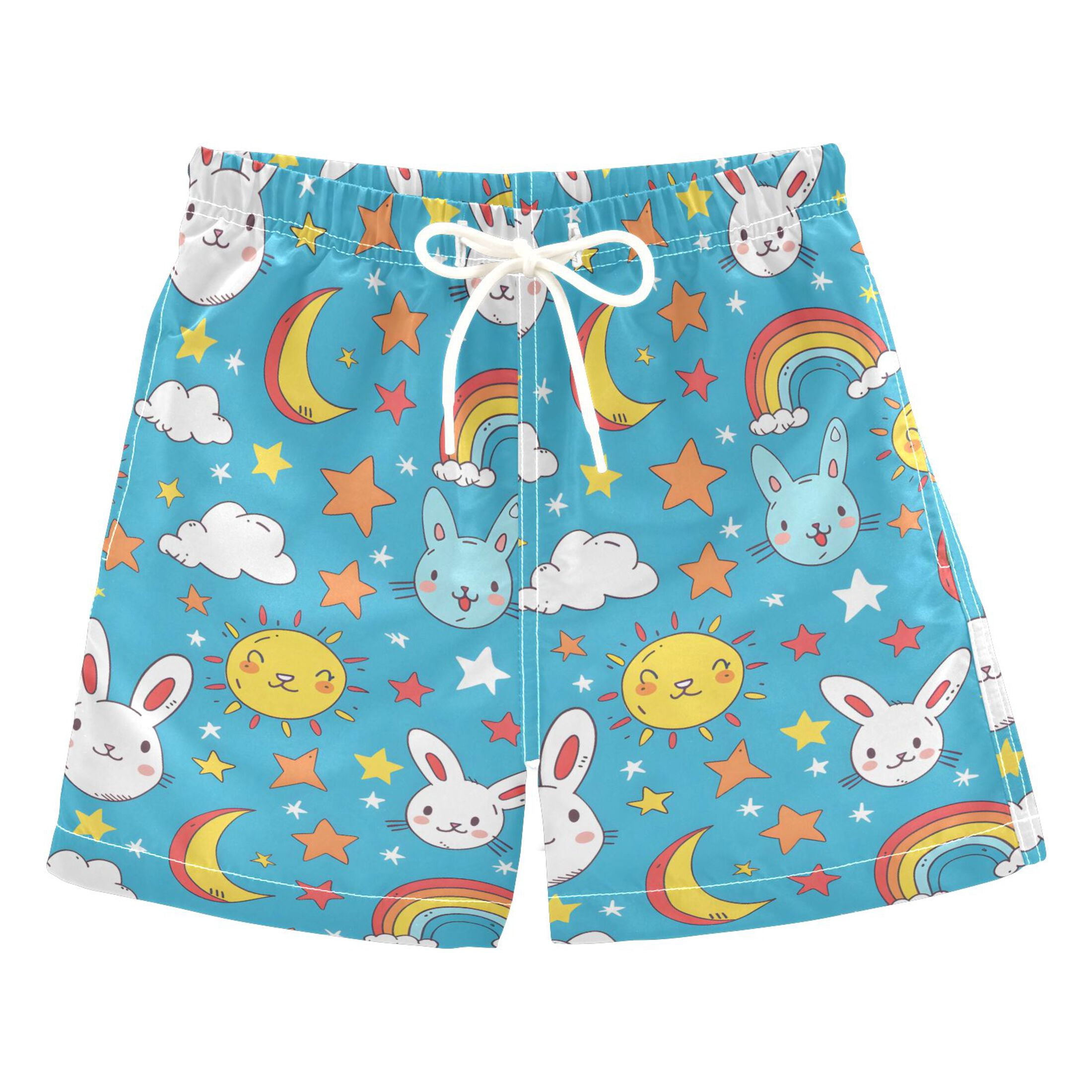 Cartoon Rabbit Pattern Swim Trunks Quick Dry Beach Pool Board Shorts ...