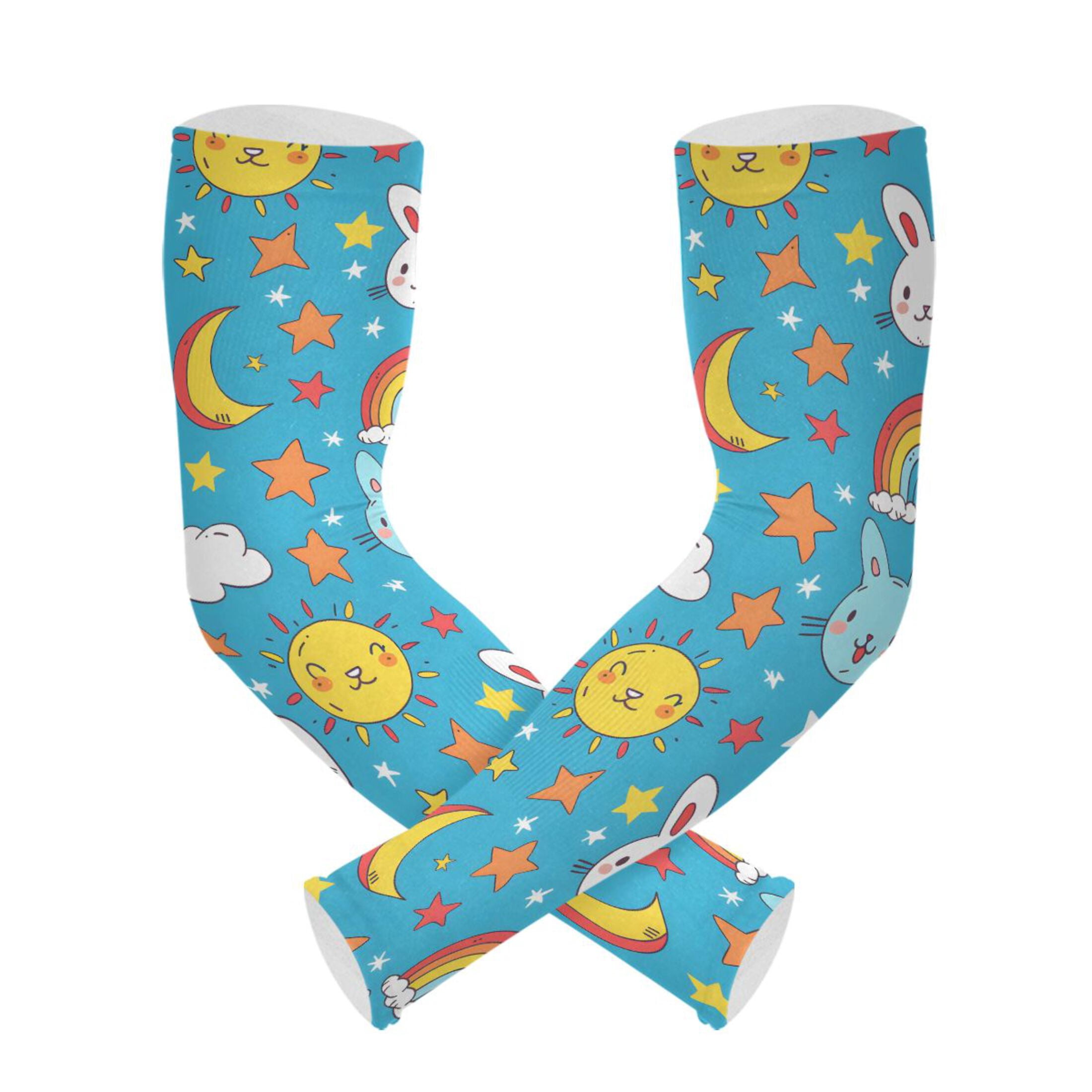 Cartoon Rabbit Pattern UV Protection Cooling Arm Sleeves, Compression ...