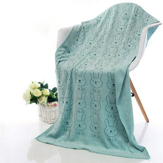 Cartoon Rabbit Print Microfiber Bath Towel, Soft Absorbent Beach Towel ...