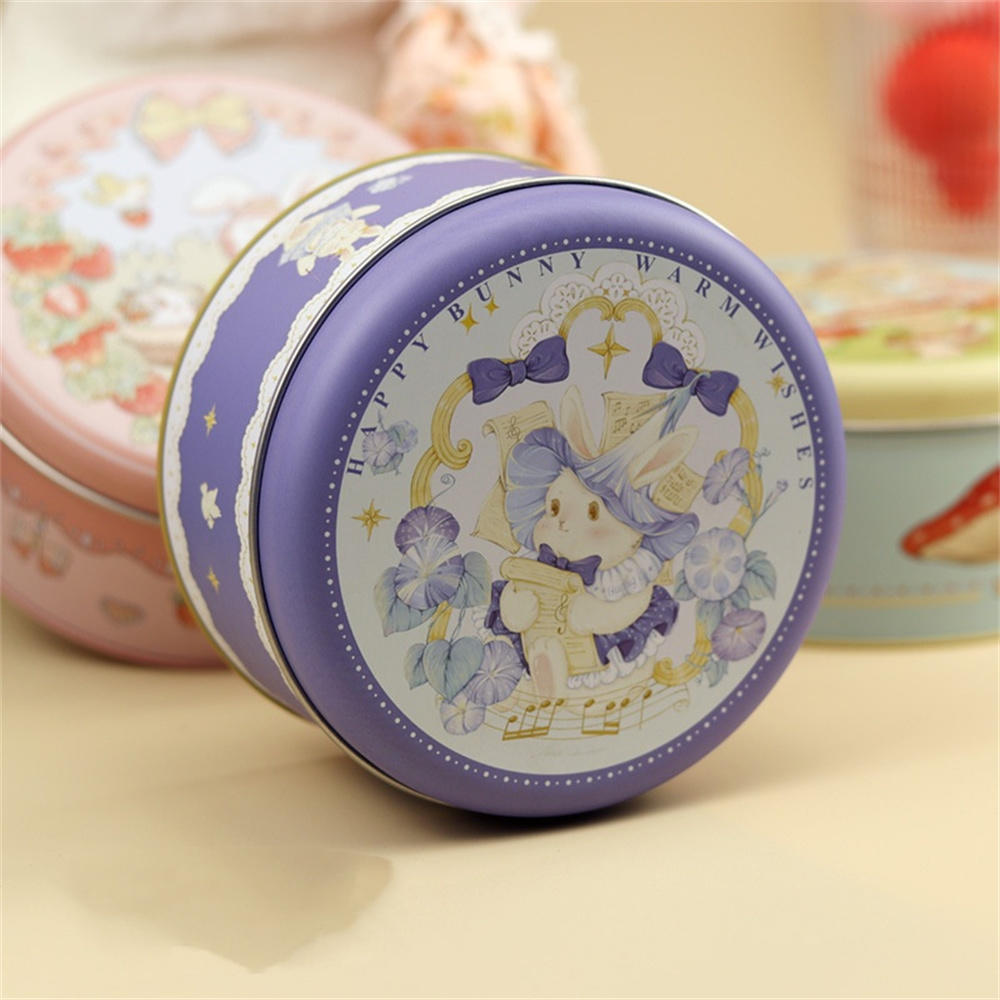 Cartoon Rabbit Storage Box Empty Iron Box Large Round Tin Box for Candy ...