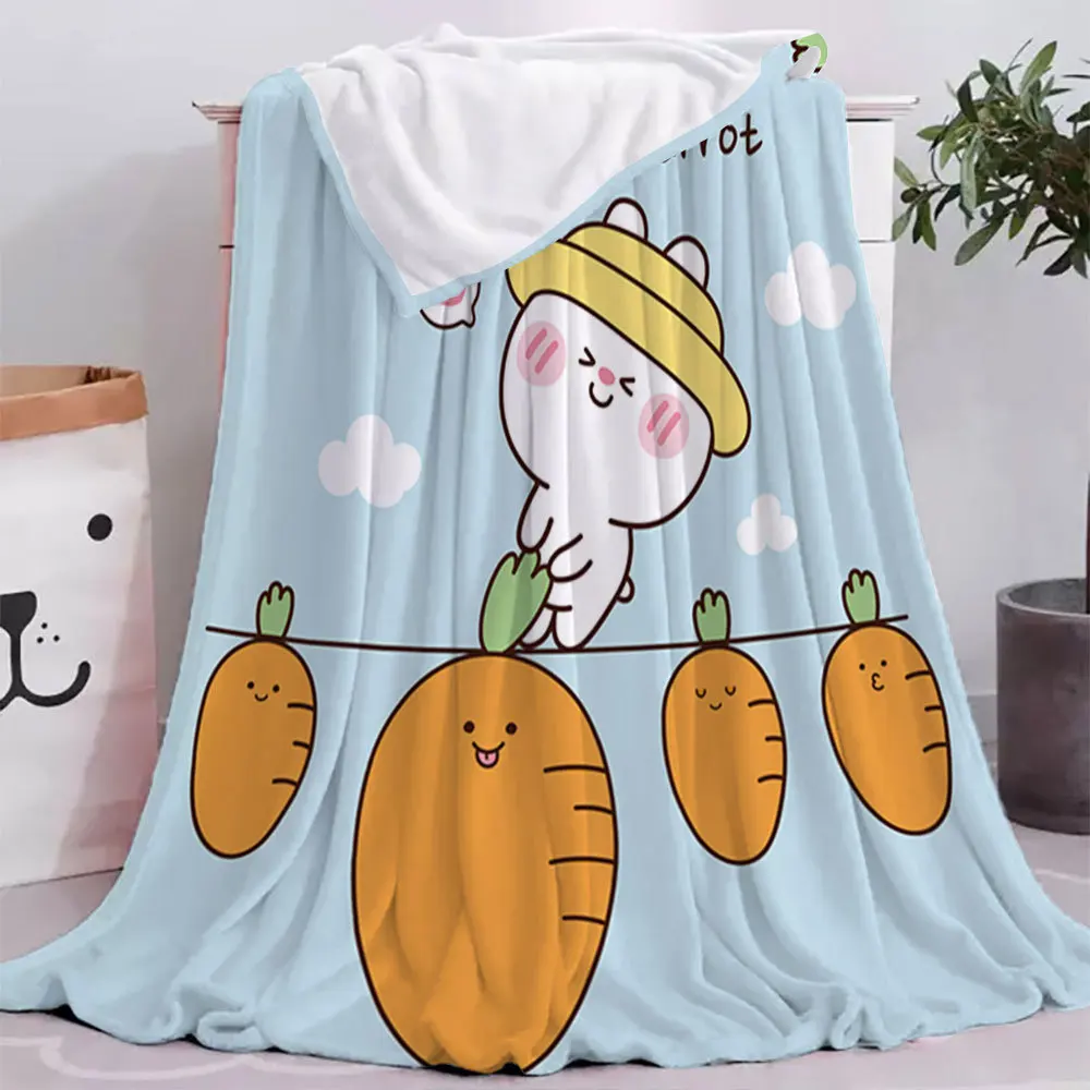 Cartoon Rabbit Throw Blanket Cute Kawaii Wild Animals Carrot for Kid Girls Women Gift All Season ...
