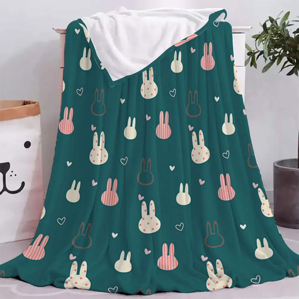 Cartoon Rabbit Throw Blanket Cute Kawaii Wild Animals Carrot for Kid ...