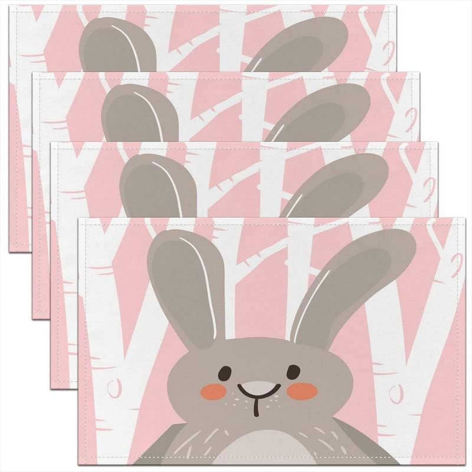 Cartoon Rabbit Washable Fabric Table Mats Placemat Cute Rabbit ...