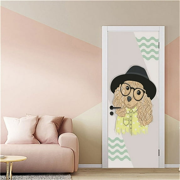 Cartoon Rabbit and Balloon PVC Door Stickers For Kids Room Decoration ...