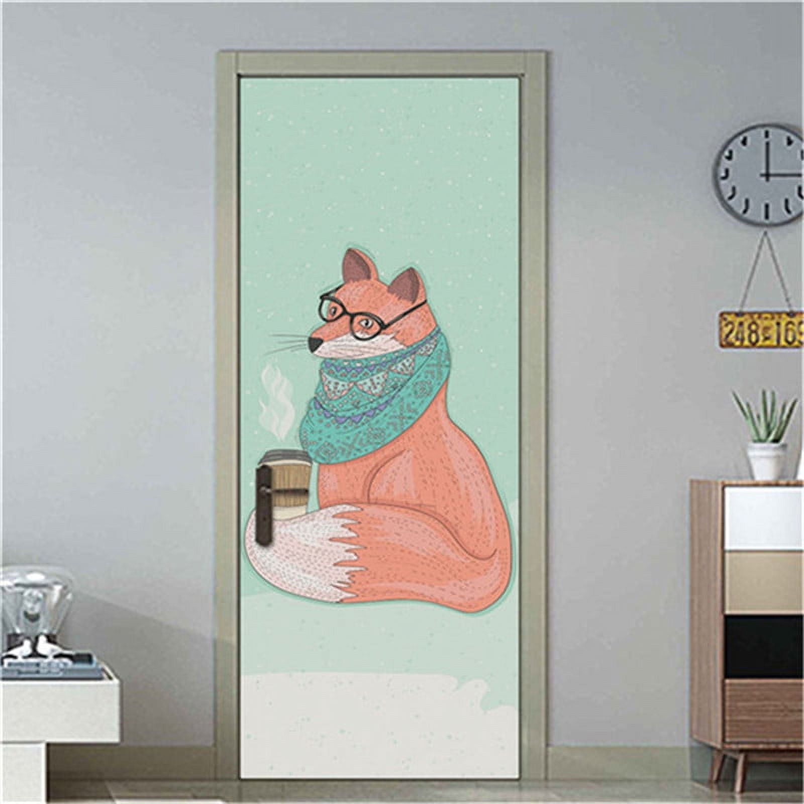 Cartoon Rabbit and Balloon PVC Door Stickers For Kids Room Decoration ...