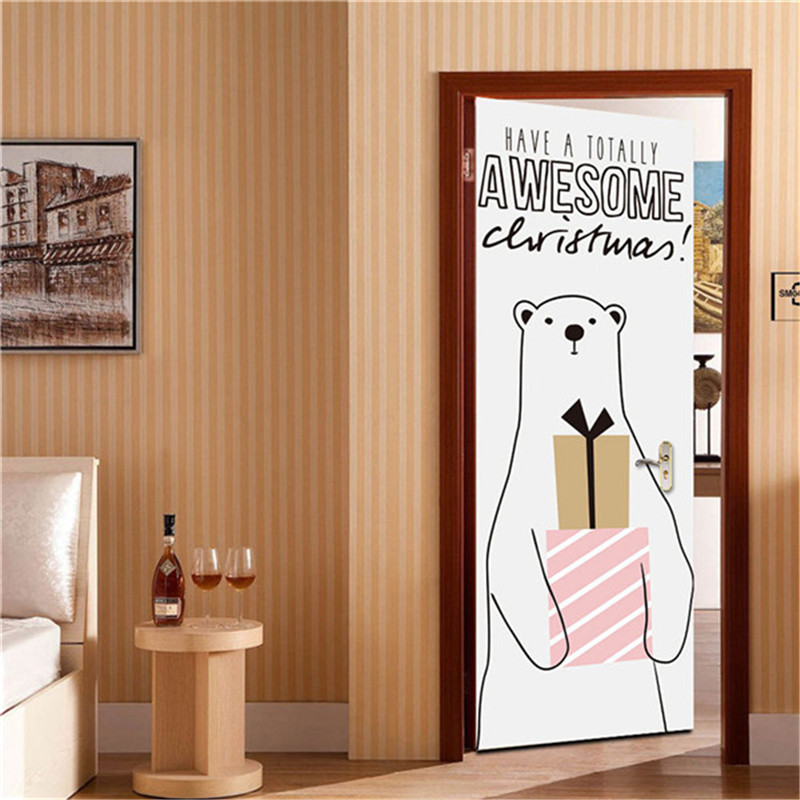 Cartoon Rabbit and Balloon PVC Door Stickers For Kids Room Decoration ...