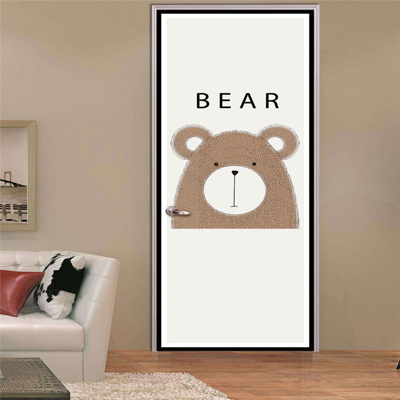 Cartoon Rabbit and Balloon PVC Door Stickers For Kids Room Decoration ...