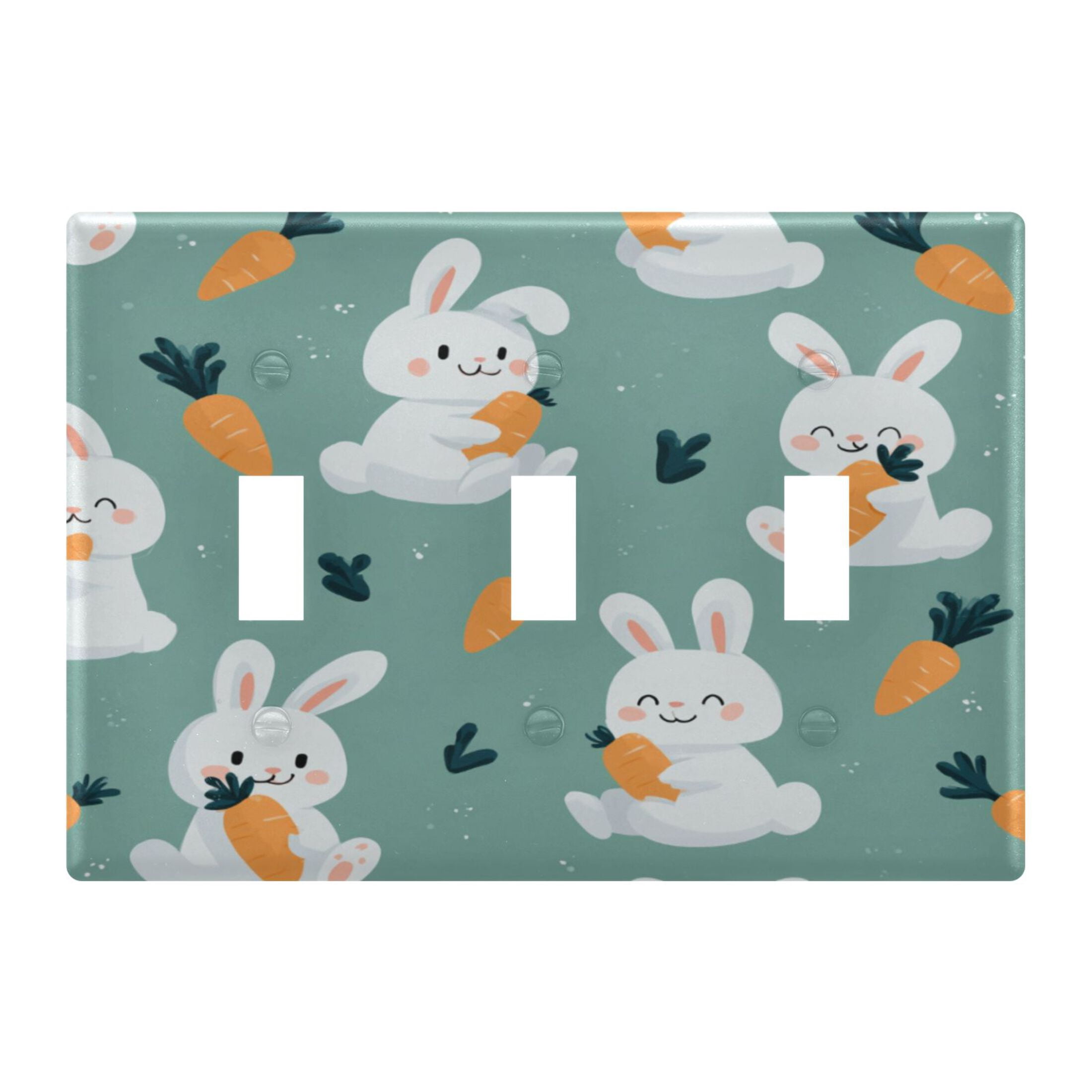 Cartoon Rabbits Eating Carrot Cute Light Switch Cover Electrical Outlet ...