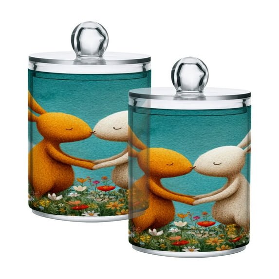 Cartoon Rabbits Happy Valentine Translucent Plastic Cans Storage ...