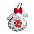Cartoon Rabbits Plush Toy Bag Charm with Scarf and Flower Plush Texture ...