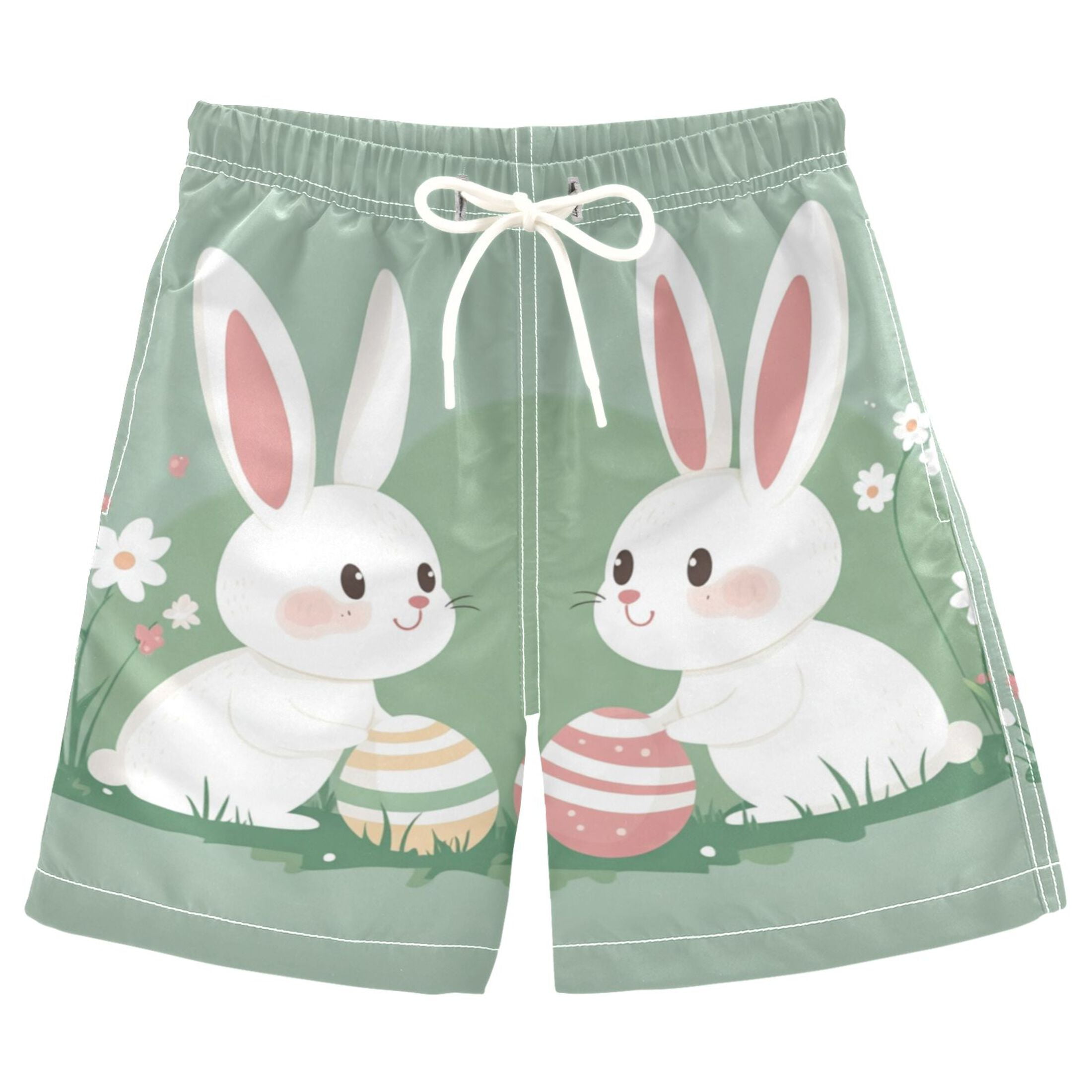 Cartoon Rabbits with Easter Eggs Boys' Beach Pants Board Shorts Swim ...