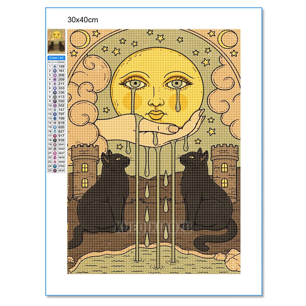 Cartoon Raccoon Cat Diamond Painting Tarot Retro Poster Full Of ...