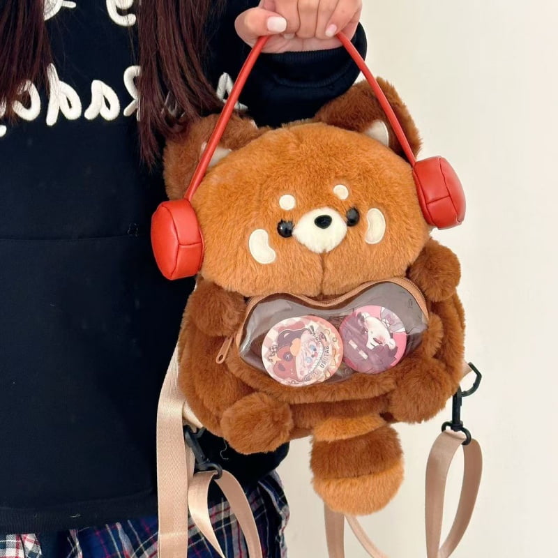 Cartoon Raccoon Doll Plush Shoulder Bag Large Capacity Short-distance ...