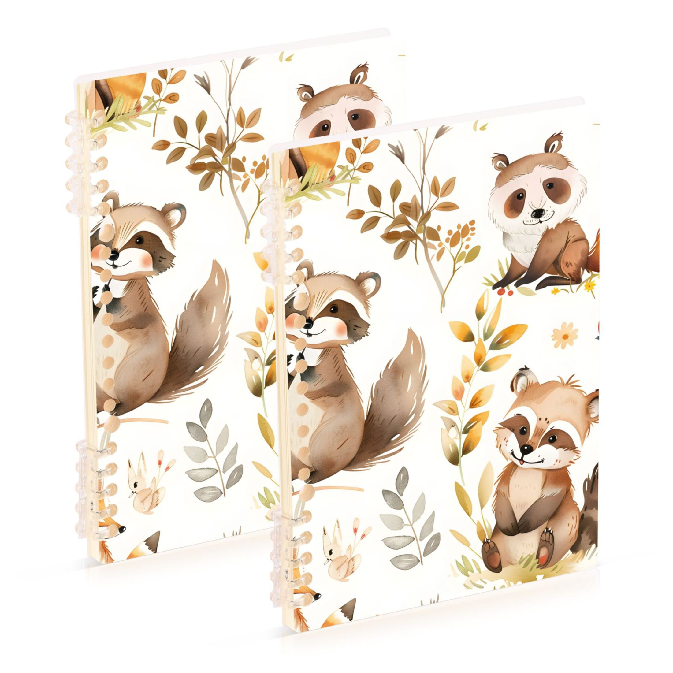 Cartoon Raccoon Fox Notebooks 2 Pcs 1-subject Journal 60 Sheets A5 ...