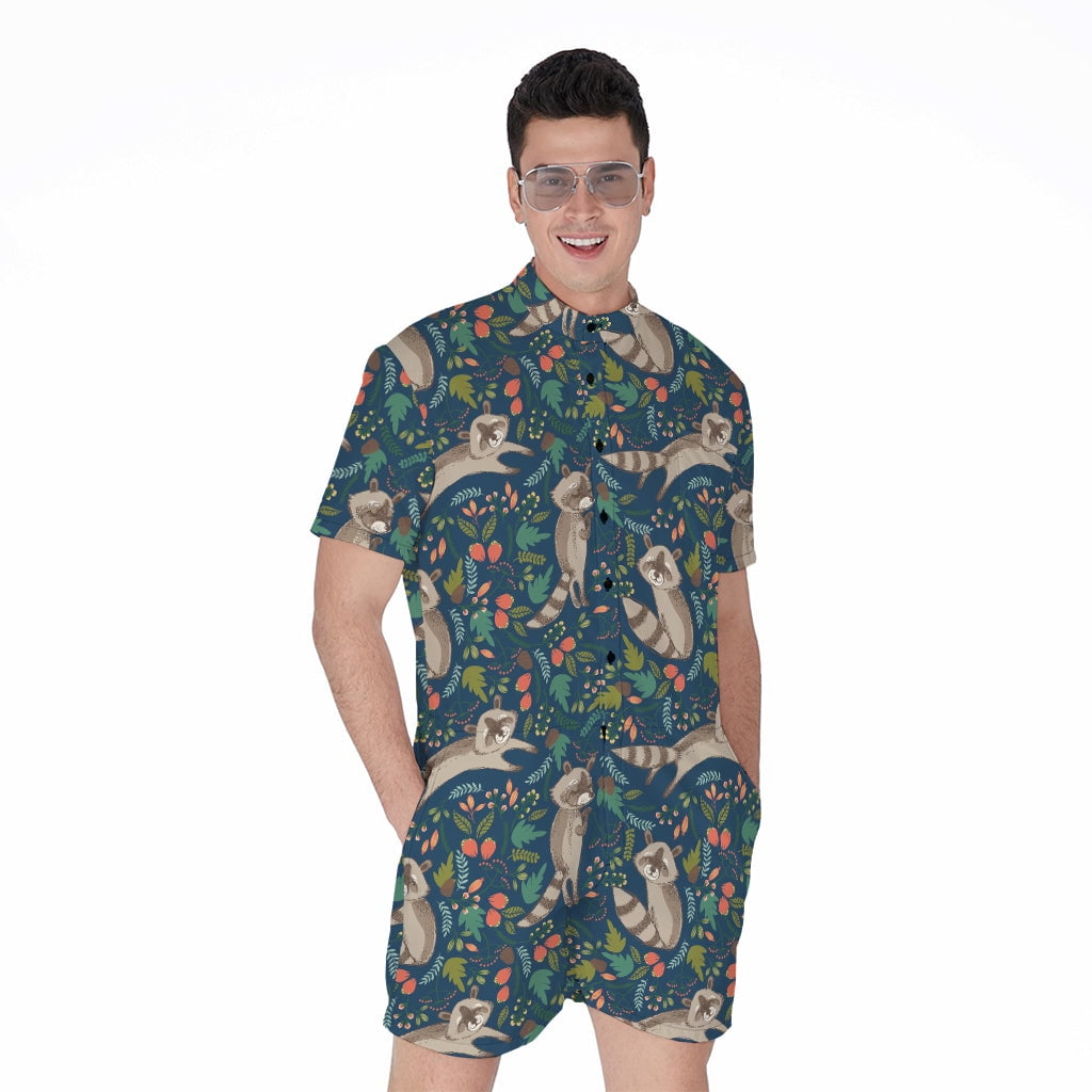 Cartoon Raccoon Pattern Short Sleeve Men'S Rompers, Cartoon Film Cute ...