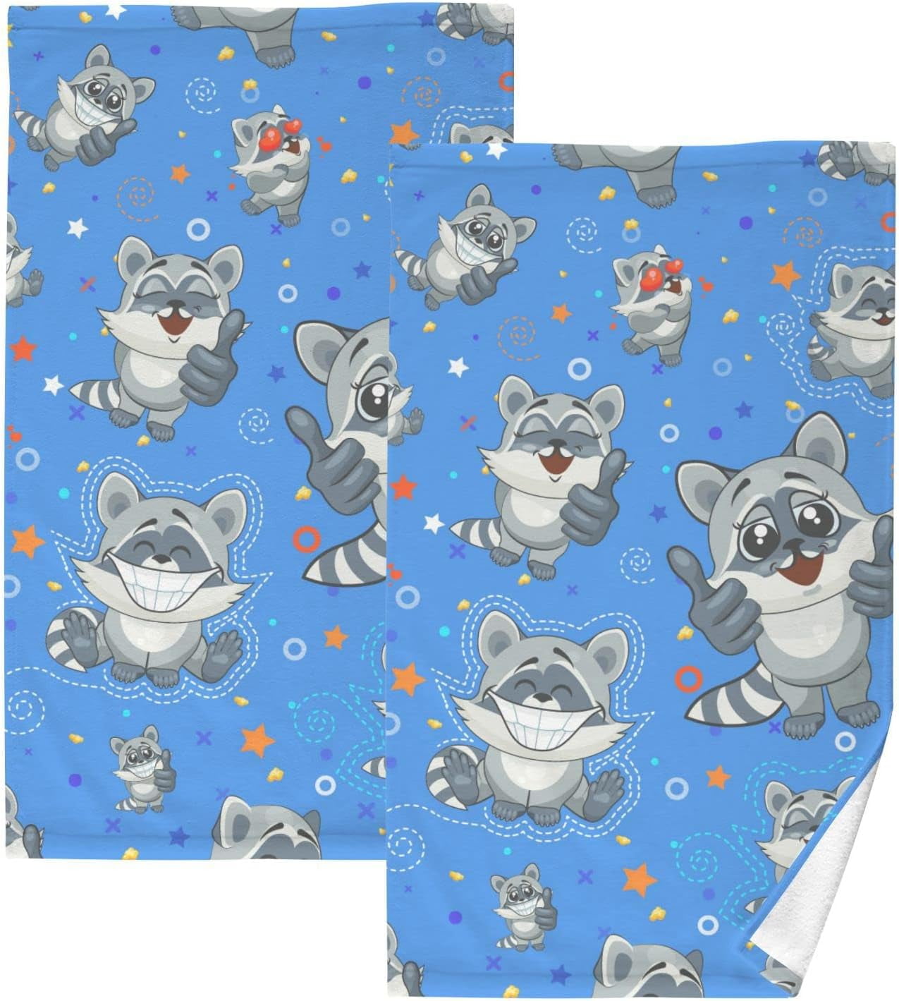 Cartoon Raccoons Star Towels Set of 2, Super Soft Absorbent Hand Towel ...