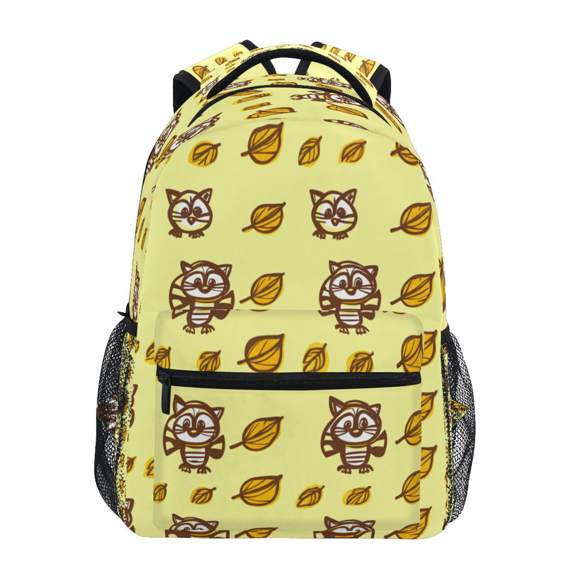 Cartoon Raccoons with Leaves Stylish Large Backpack 15L Self-Standing ...