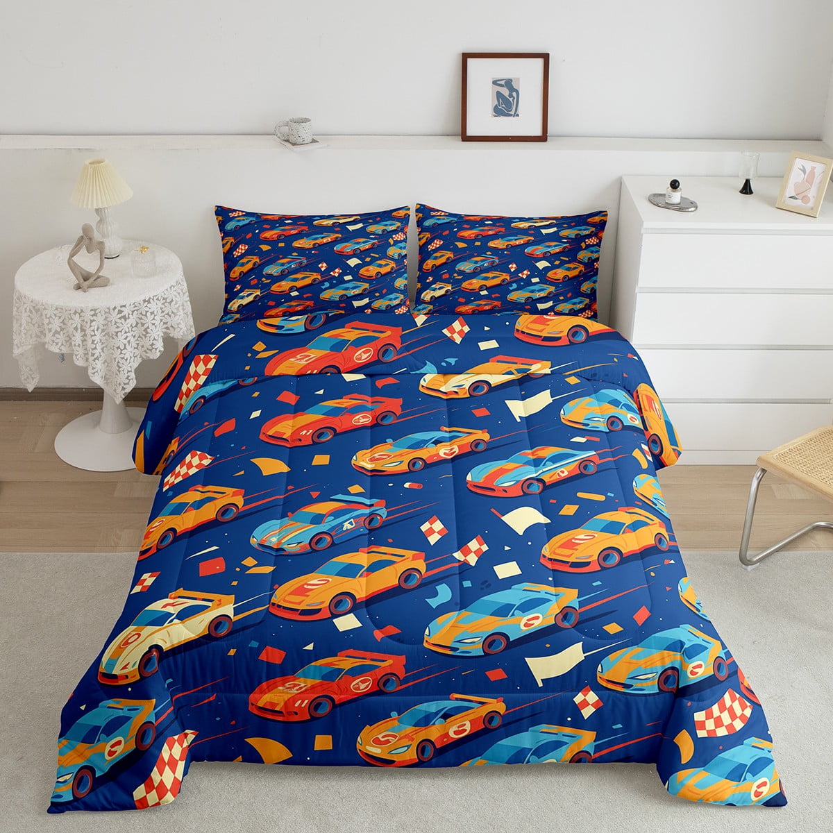 Cartoon Race Car Bedding Car Queen Size Racing Car Comforter Set Cool ...