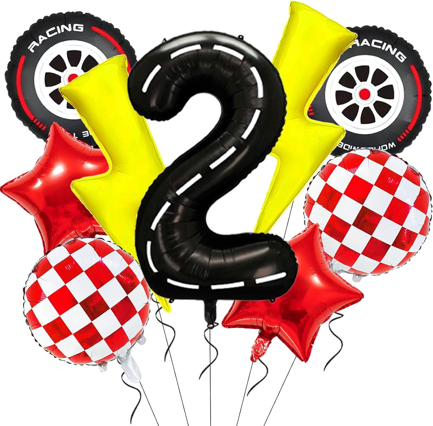 Cartoon Race Car Birthday Party Decorations Large Lightning Bolt Foil ...