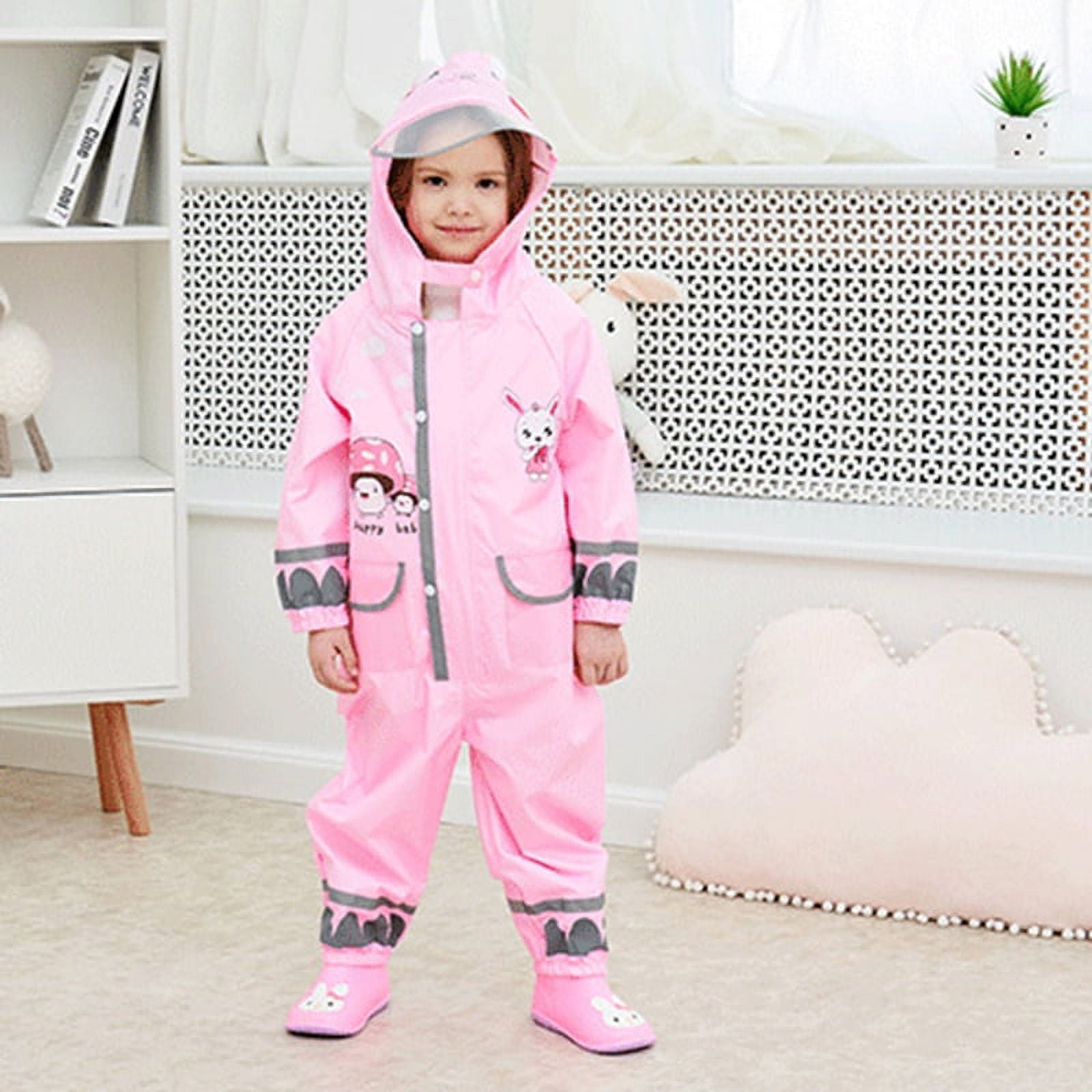 Cartoon Rain Coat for Kids One Piece Rain Suit with Zipper & Buckle ...