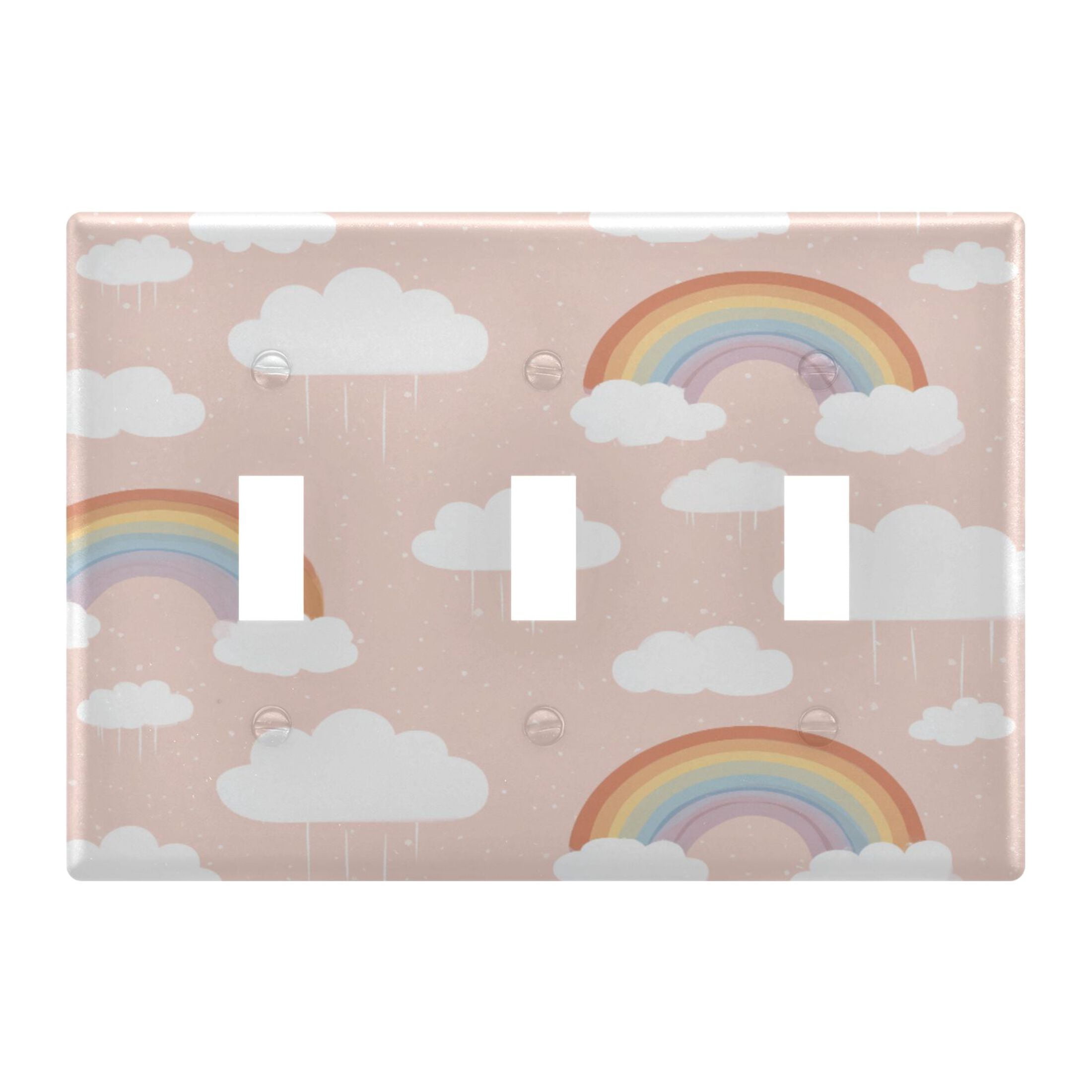 Cartoon Rainbow Clouds Pastel Background Light Switch Cover Electrical ...