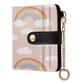 Cartoon Rainbow Clouds Pastel Background Women's Wallet PU Leather Card ...