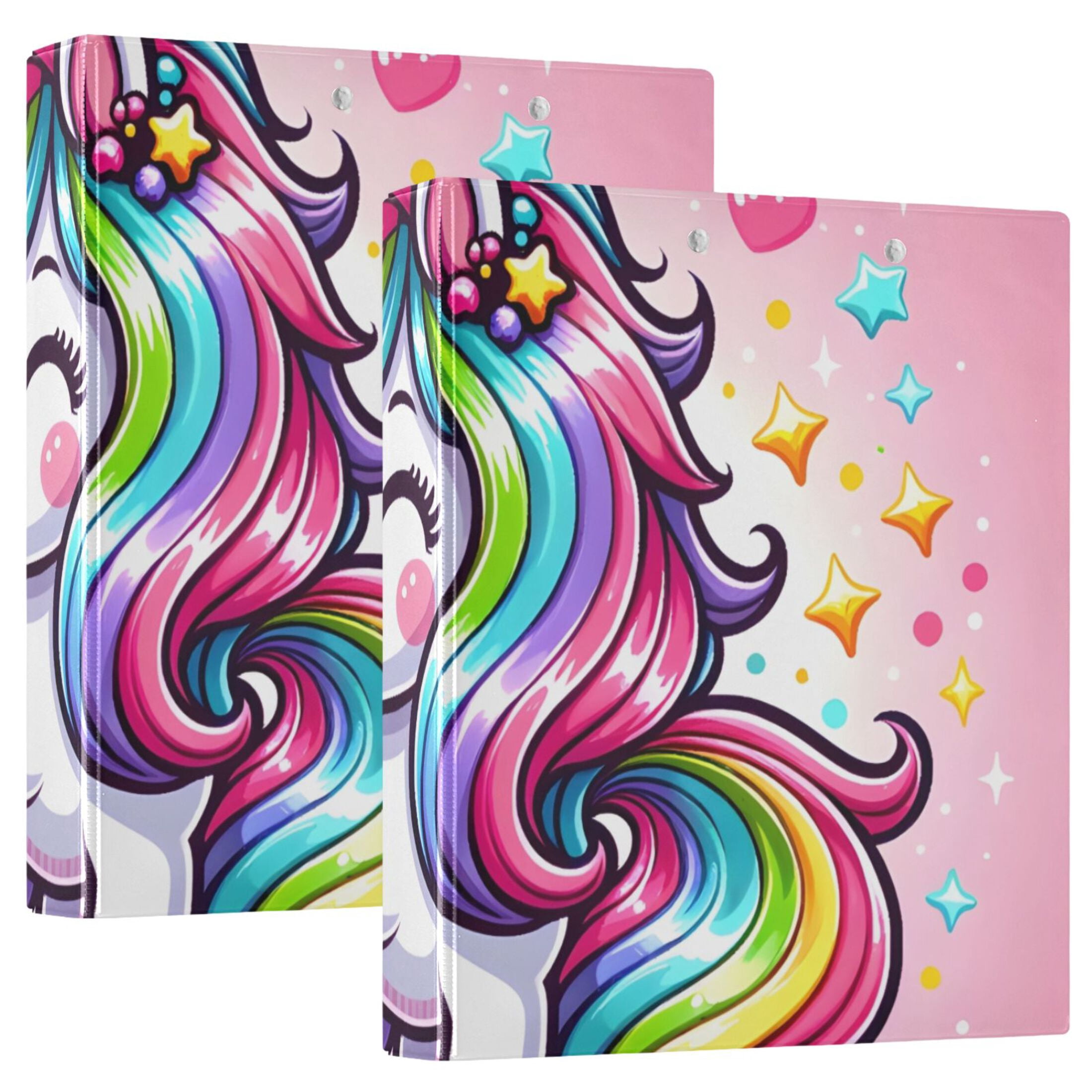 Cartoon Rainbow and Color Unicorn 3 Ring Binders 1.5 inch Hardcover ...