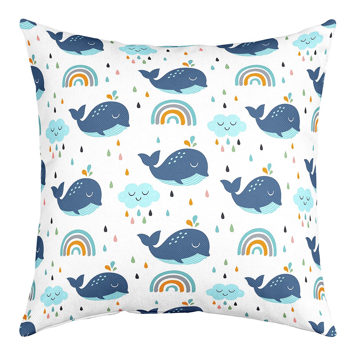 Cartoon Rainbow Cushion Cover 24x24 inch,Kawaii Blue Dolphin Throw ...
