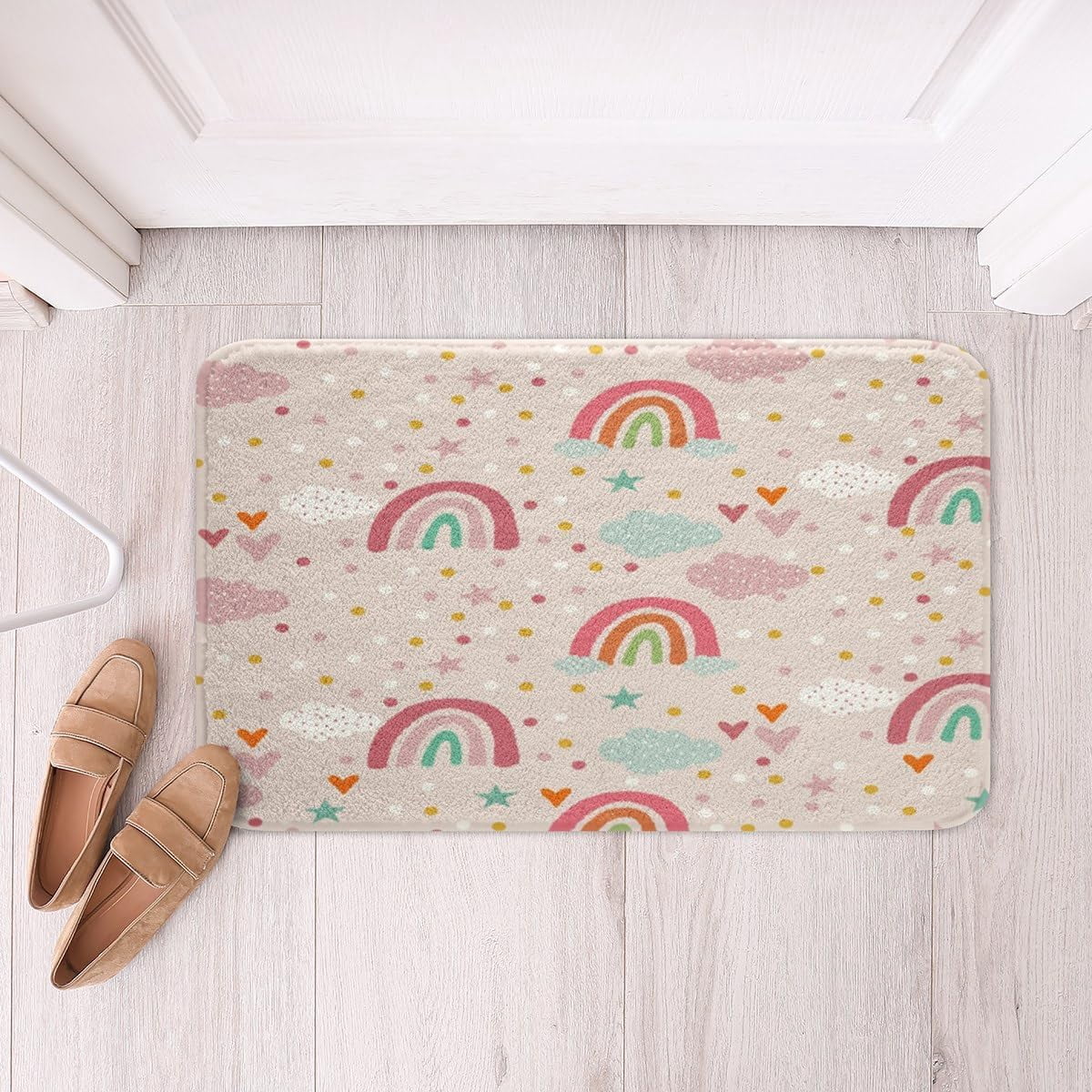 Cartoon Rainbow Polyester Bath Rug Soft Fleece Door Mat Butterfly ...