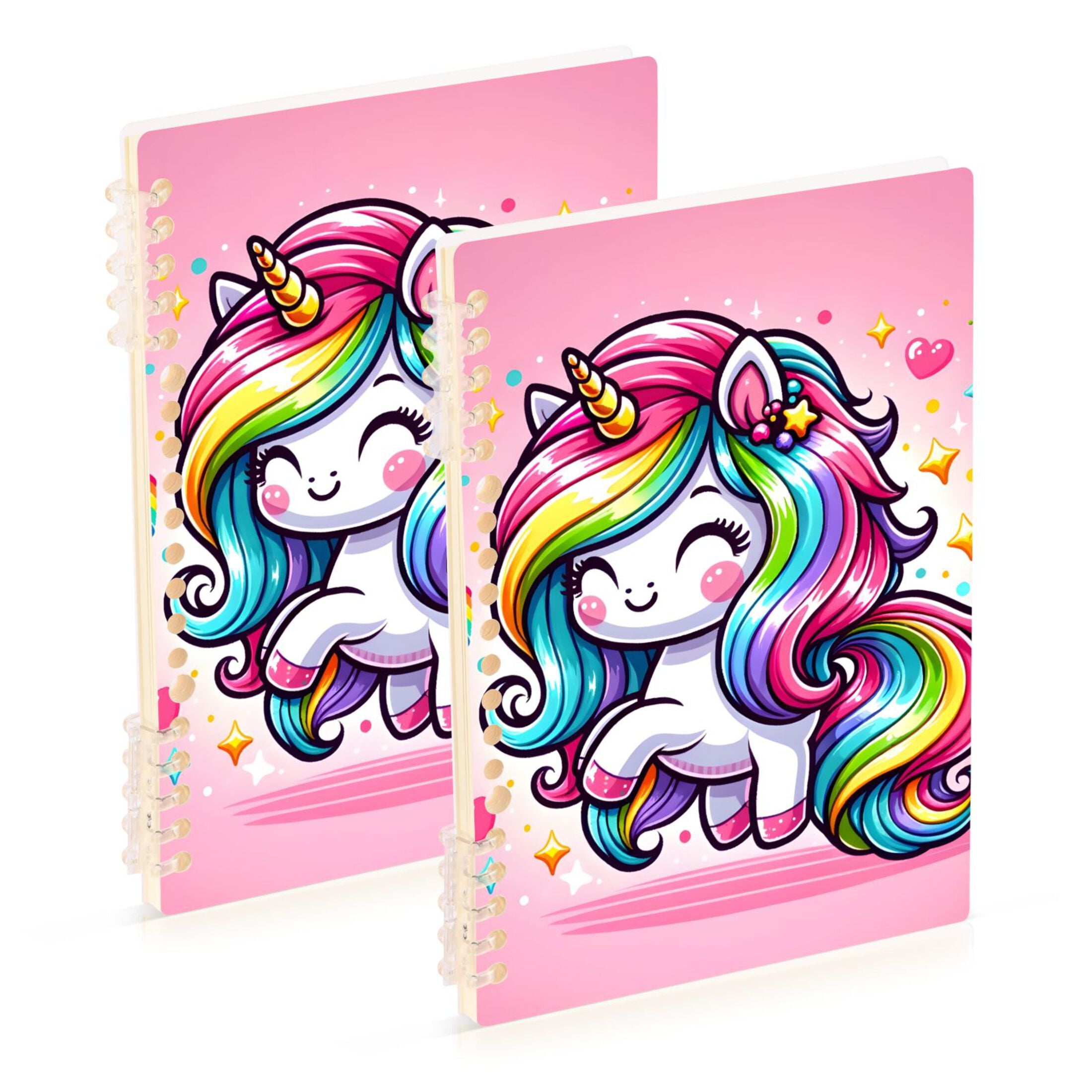 Cartoon Rainbow and Color Unicorn Ring Binder Notebook Journey Note ...