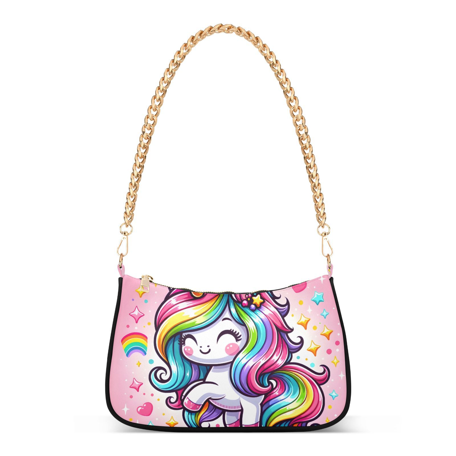 Cartoon Rainbow and Color UnicornWomen Small Shoulder Bag Crossbody ...
