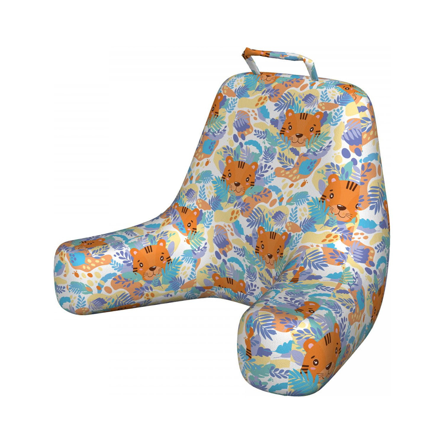 Cartoon Reading Pillow Cover, Botanical Animal Print with Tigers and ...