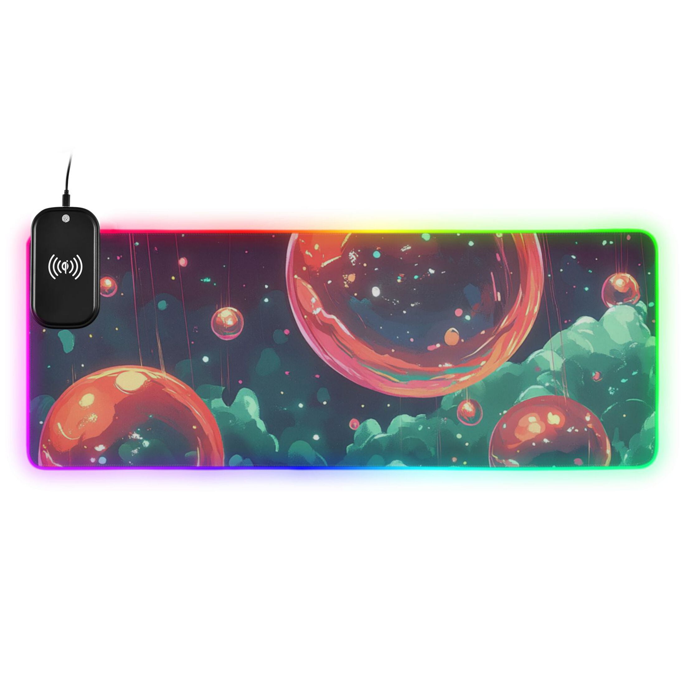 Cartoon Red Bubble Wireless Charging RGB Gaming Mouse Pad Large ...