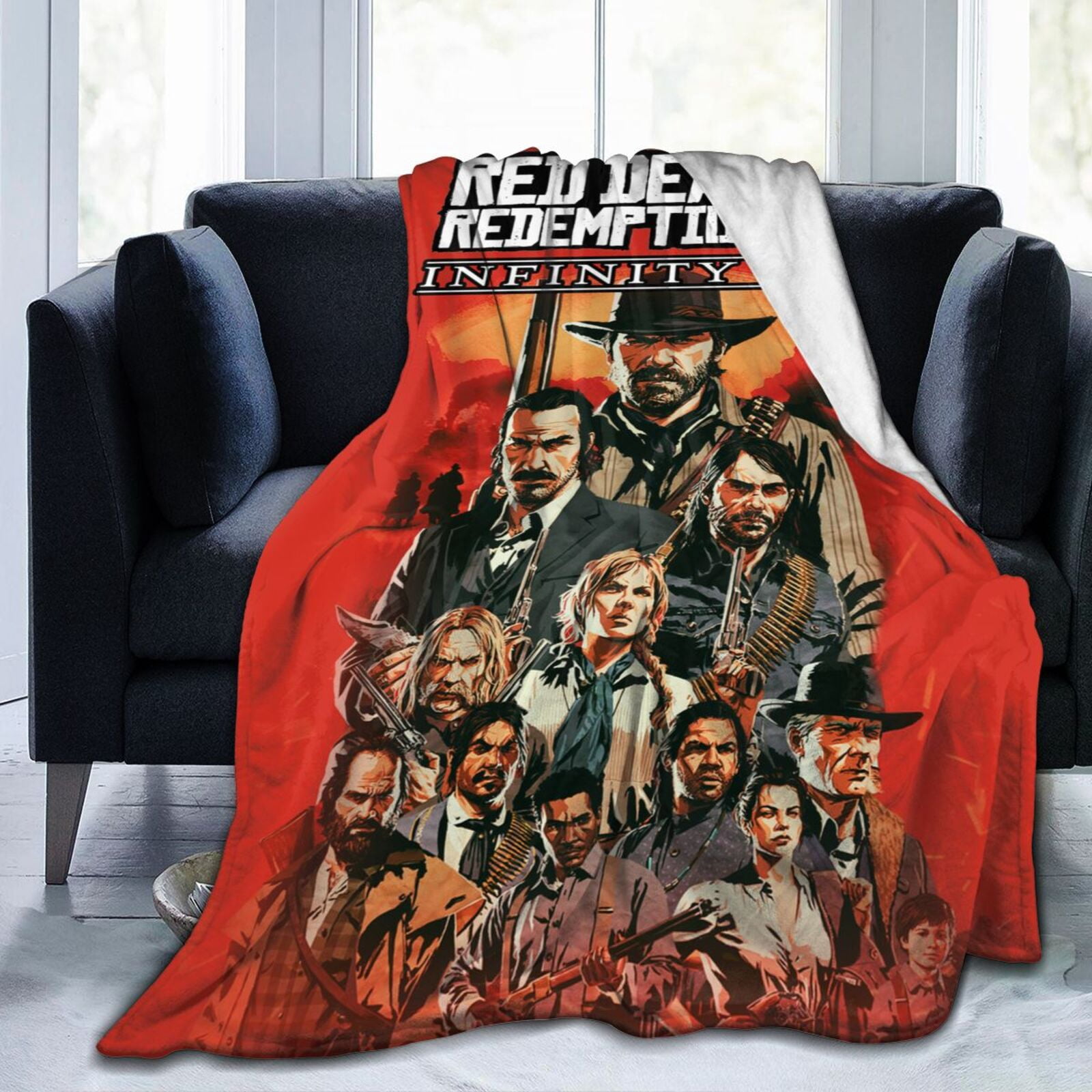 Cartoon Red Dead Redemption Flannel Blanket Funny Ultra-Soft Micro Warm ...