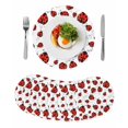 Cartoon Red Ladybirds Round Table Placemats set of 8, White Washable ...